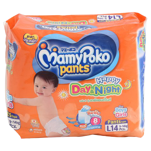 Mamy Poko Diaper Pants Happy Day&Night Size L 14Pcs - Villa Market
