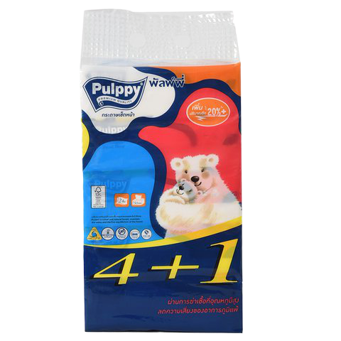Pulppy Soft Pack Facial Tissue Paper 4 x 150s | Villa Market