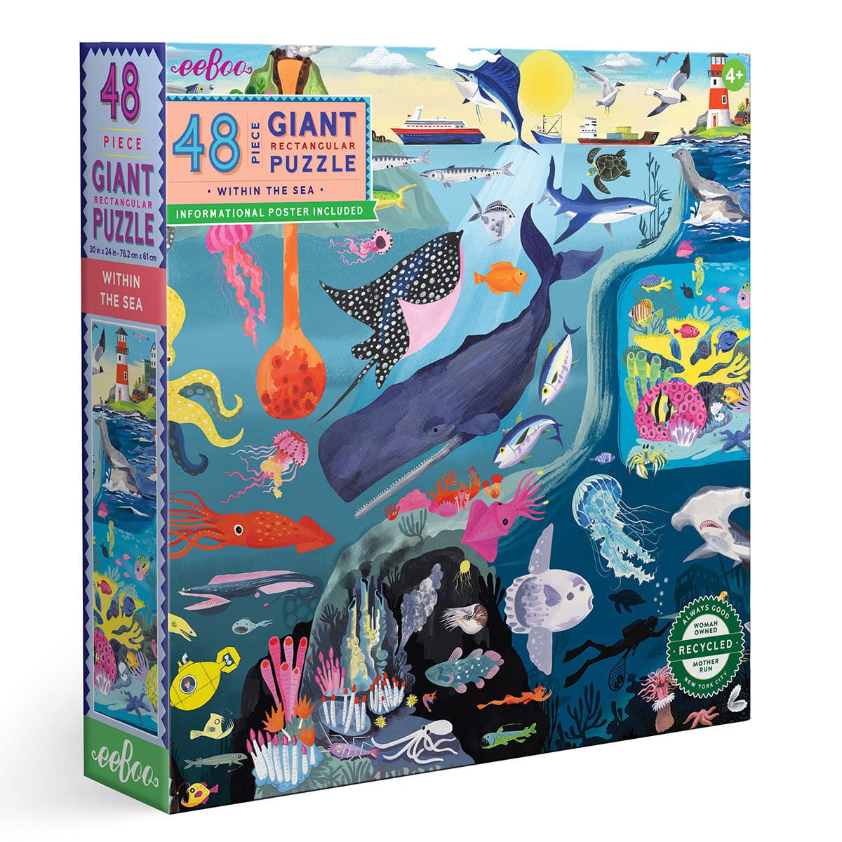 Eeboo Within The Sea Giant Rectangular Puzzle 48pcs 1Pk | Villa Market