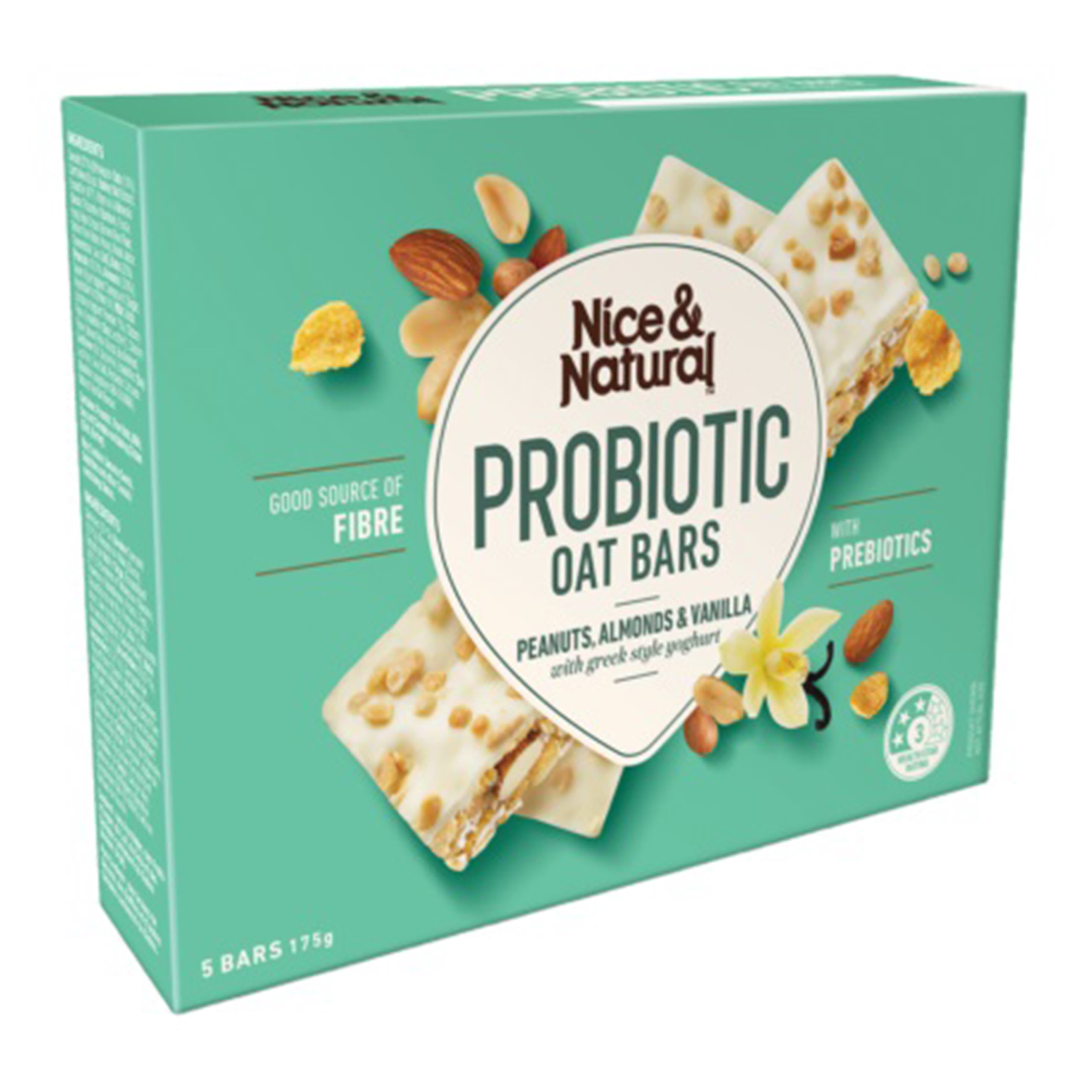 Nice & Natural Probiotic Oat Bars Peanut Almonds & Vanilla with Yoghurt ...